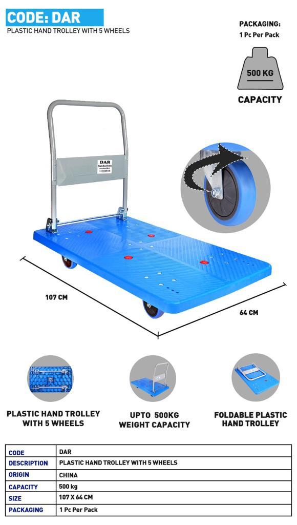 DAR Plastic Hand Trolley with 5 wheels Toolpusher Online Store
